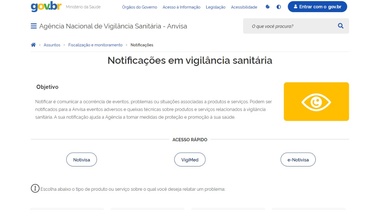Anvisa disponibiliza plataforma para que consumidores notifiquem ...
